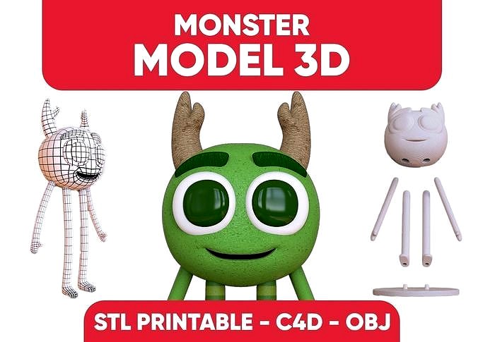 MONSTER FRIENDLY CHARACTER - STL PRINT 3D - CINEMA 4D - OBJ - model