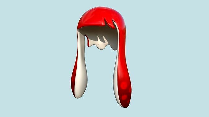 Inkling Hair 09 Red - Splatoon Character Design 3d model