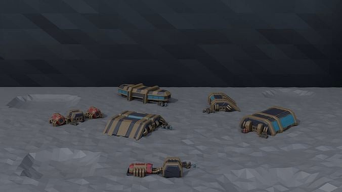 Cartoon sci fi buildings 3d model