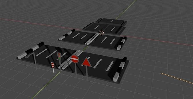 Simple modular street pack 3d model