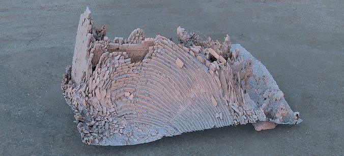 Ancient Greek Arena destroyed in rubble 3d model