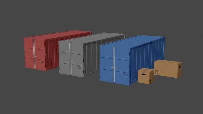 Containers Low Poly 3d model
