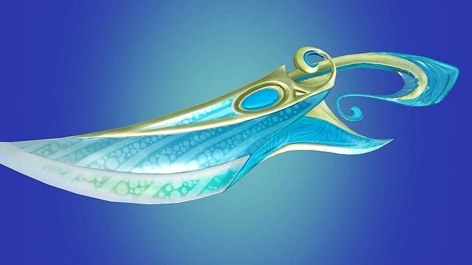 blue dagger PBR low poly game ready 3d model
