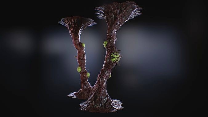 Alien biomass plant Low-poly 3D model