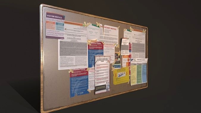 Notice board Office Hospital wall notice board school 3d model