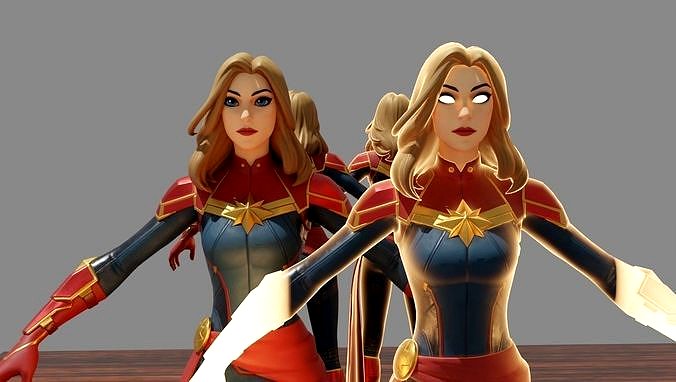 Captain Marvel Fortnite Skin T-Pose RIGGING 3d model
