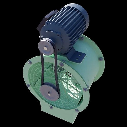 Electric Motor Blower Fan - Belt Driven 3d model