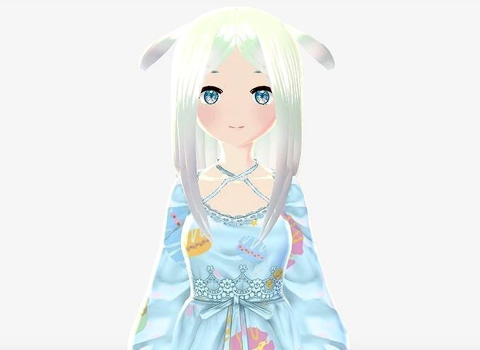 cute anime girl character c2 3d model