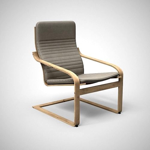 POANG armchair birch veneer light beige 3d model