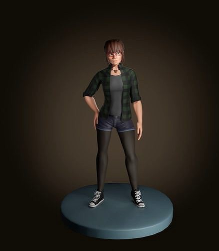 High poly stylized character fully rigged 3d model