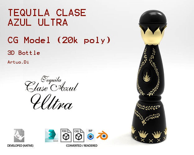 Tequila Clase Azul Ultra Bottle 3d model