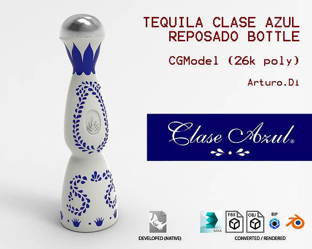 Tequila Clase Azul Reposado Bottle 3d model