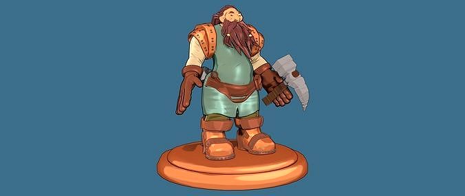 Dwarf Miner Animated Character 3d model