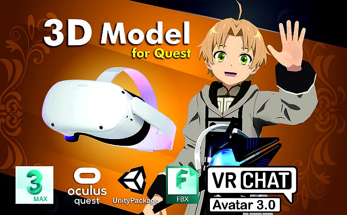 Rudeus Mushoku Tensei VRChat Oculus Quest 2 3d model