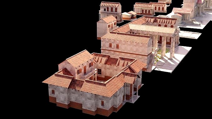 detail medieval rome buildings made with blender 3d model