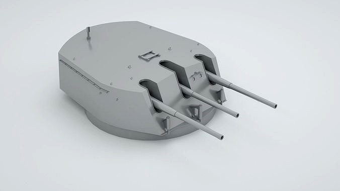 BL 6 inch 152mm MKXIII Triple Naval Gun 3d model