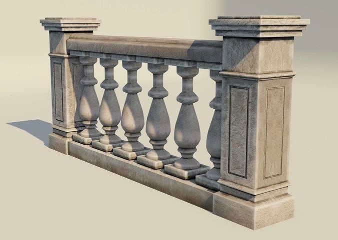 Stone Balcony with full 4K texture mapping 3d model