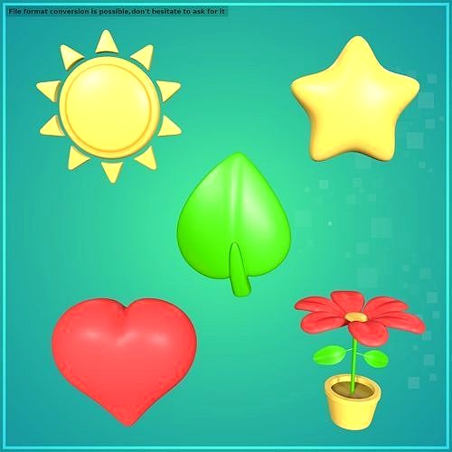 Cartoon Icons Pack 3d model