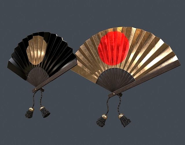 Japanese War Fan Prop PBR 3d model