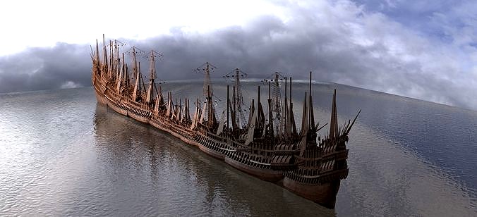 Medieval wall of Ships 3d model