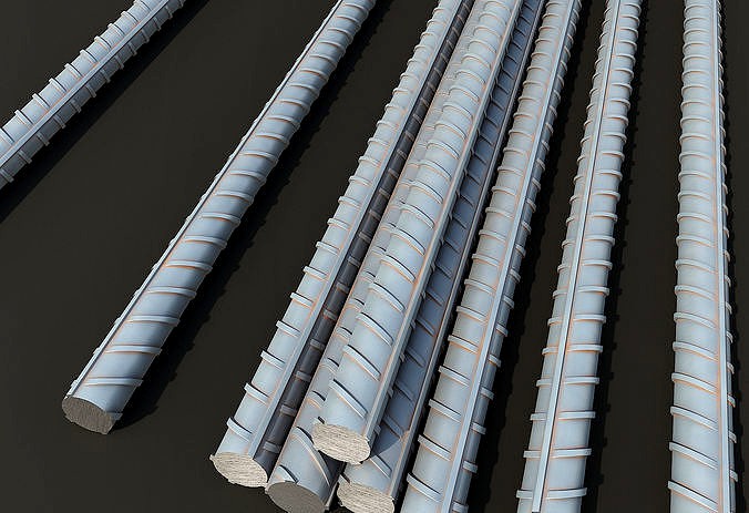 Corroded steel rebar Rusty reinforcement Building materials 3d model