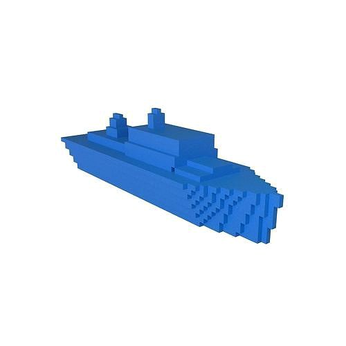 Voxel Style Simple Warship v1 004 3d model