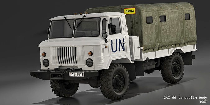 GAZ 66 A 1967 tarpaulin body 3d model