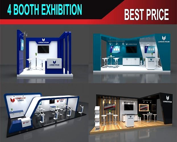 4 booth exhibition collection 3d model