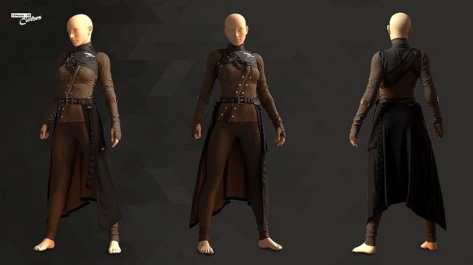Female Assassin Costume - 64 Marvelous Designer and Clo3D model