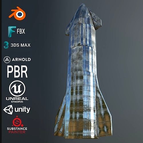 Space X Starship Metal Shiny Rocket 3d model