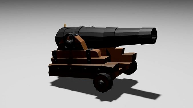 Naval Cannon Low Poly 3D model