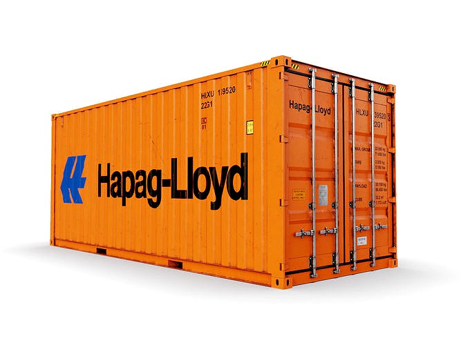 20 feet Hapag-Lloyd standard shipping container 3d model