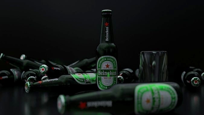 HEINEKEN BEER BOTTEL WITH UV TEXTURE 3d model