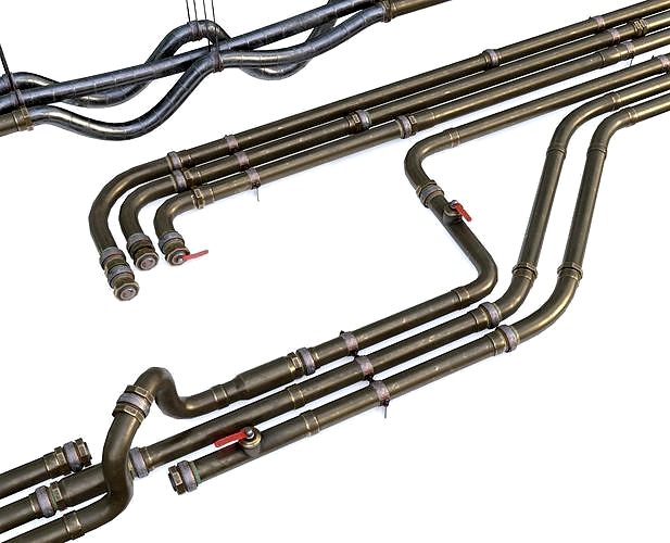 Modular Pipes - Old Copper 3d model