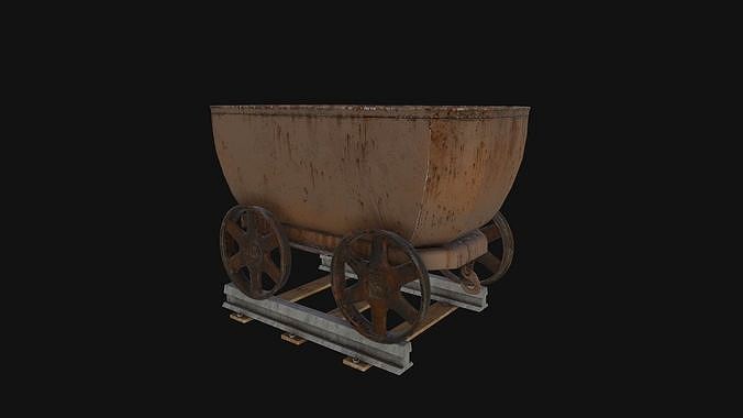Mine Wagon and Rail 3d model