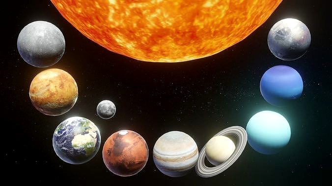 Photorealistic Solar System Moon Included 2k Textures 3D Model