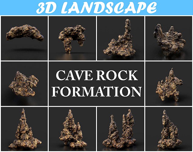 Low poly Stalactite Cave Rock Modular Pack D 2020 3d model