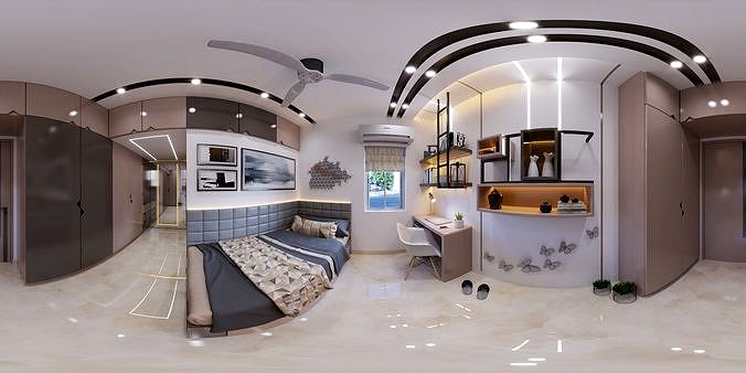 BEDROOM 01 - VR READY BEDROOM SKETCHUP MODEL 3d