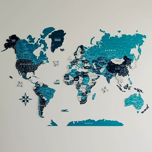 World map with heights 3D model