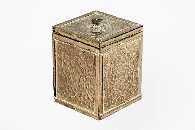 Brass Tea Box Engraved photogrammetry scan PBR 4K textures 3d model