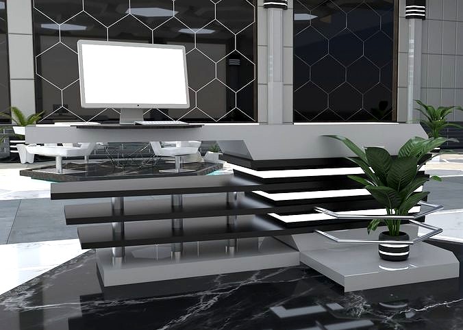 Futuristic Modern Reception Desk 3d model