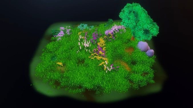 Low Poly Game Stylized Meadow Set for Blender and Unity 3d model