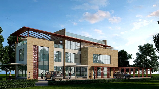 Modern Clubhouse 3d model