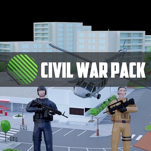 complete pack civil war low poly 3d model