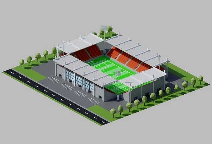 Stadium low poly upgradable modular kit 3d model