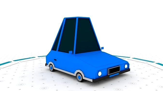 Blue L - Low poly cartoon car 3d model