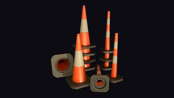 Game-Ready Traffic Cones 3d model