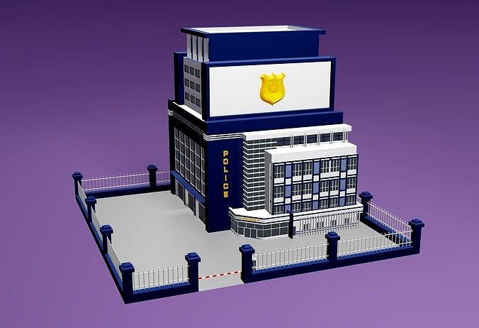 Police station Lowpoly 3d model
