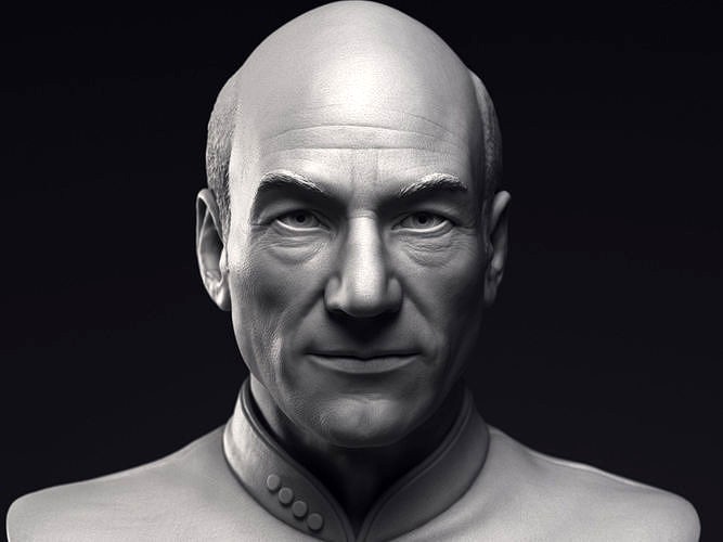 Patrick Stewart as Jean-Luc Picard Bust Printable 3D Model | 3D