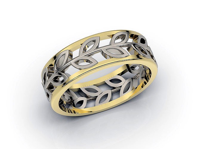 Leaves ring silver gold printable jewelrt 3D model | 3D